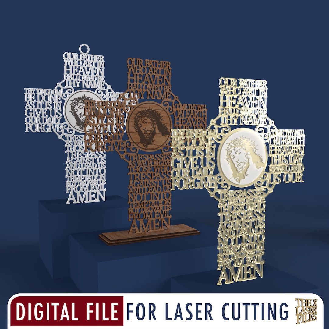Our Father Cross Laser Cut File (lord's Prayer Traditional Version ...
