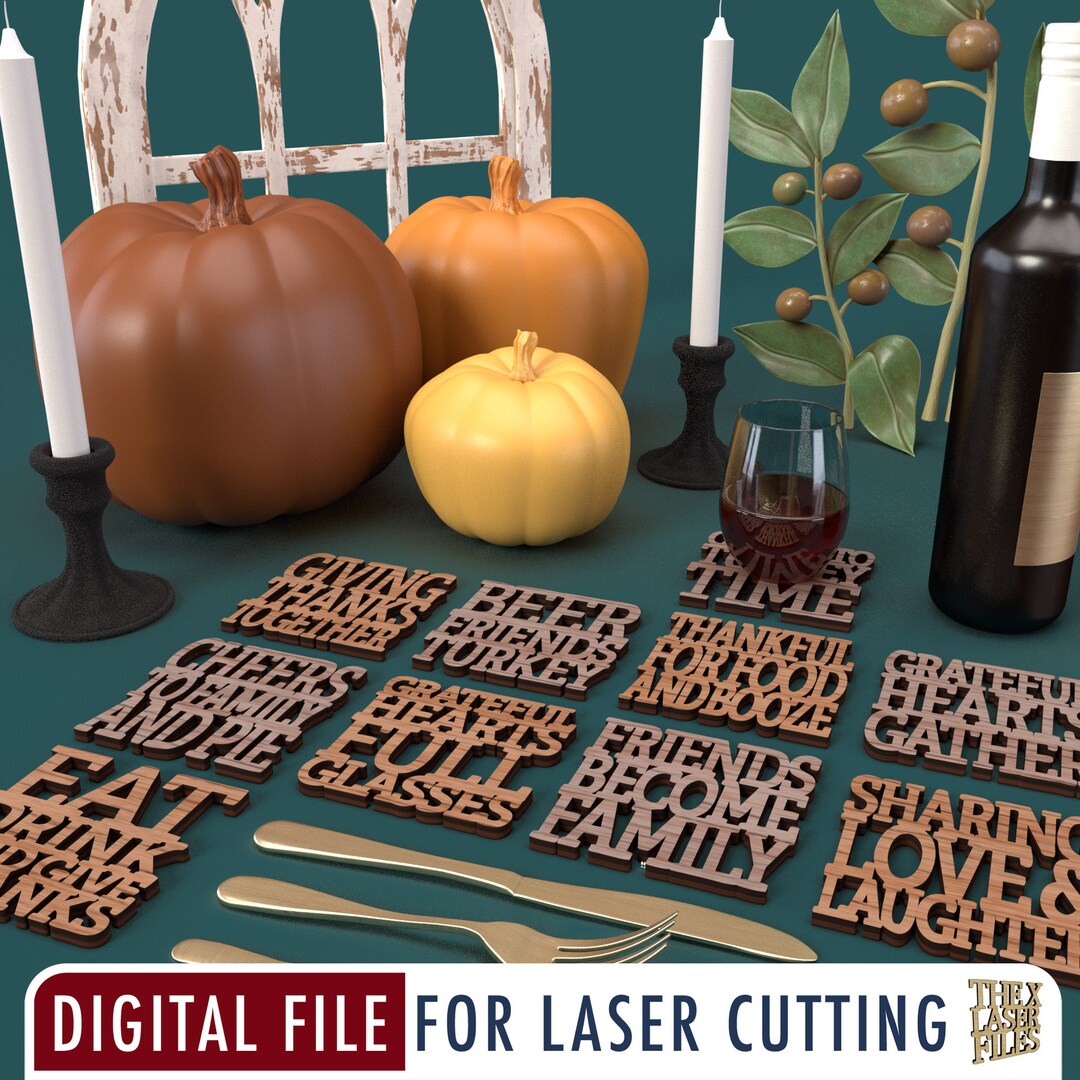 Thanksgiving Coasters - Laser Cut File Svg Dxf Pdf Eps DIGITAL FILE - Etsy