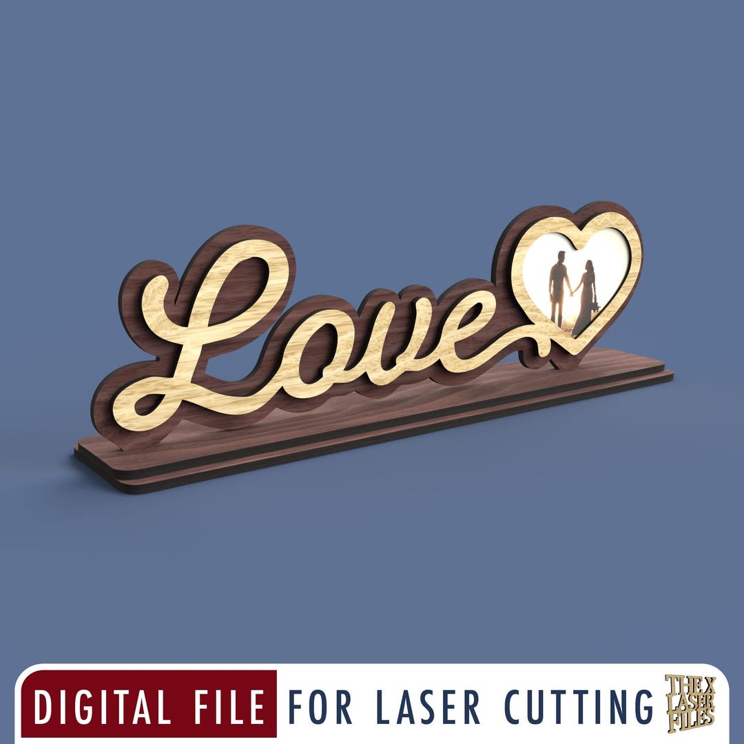 Love Heart Valentine's Sign - Laser Cut File Svg Dxf Pdf Eps DIGITAL ...