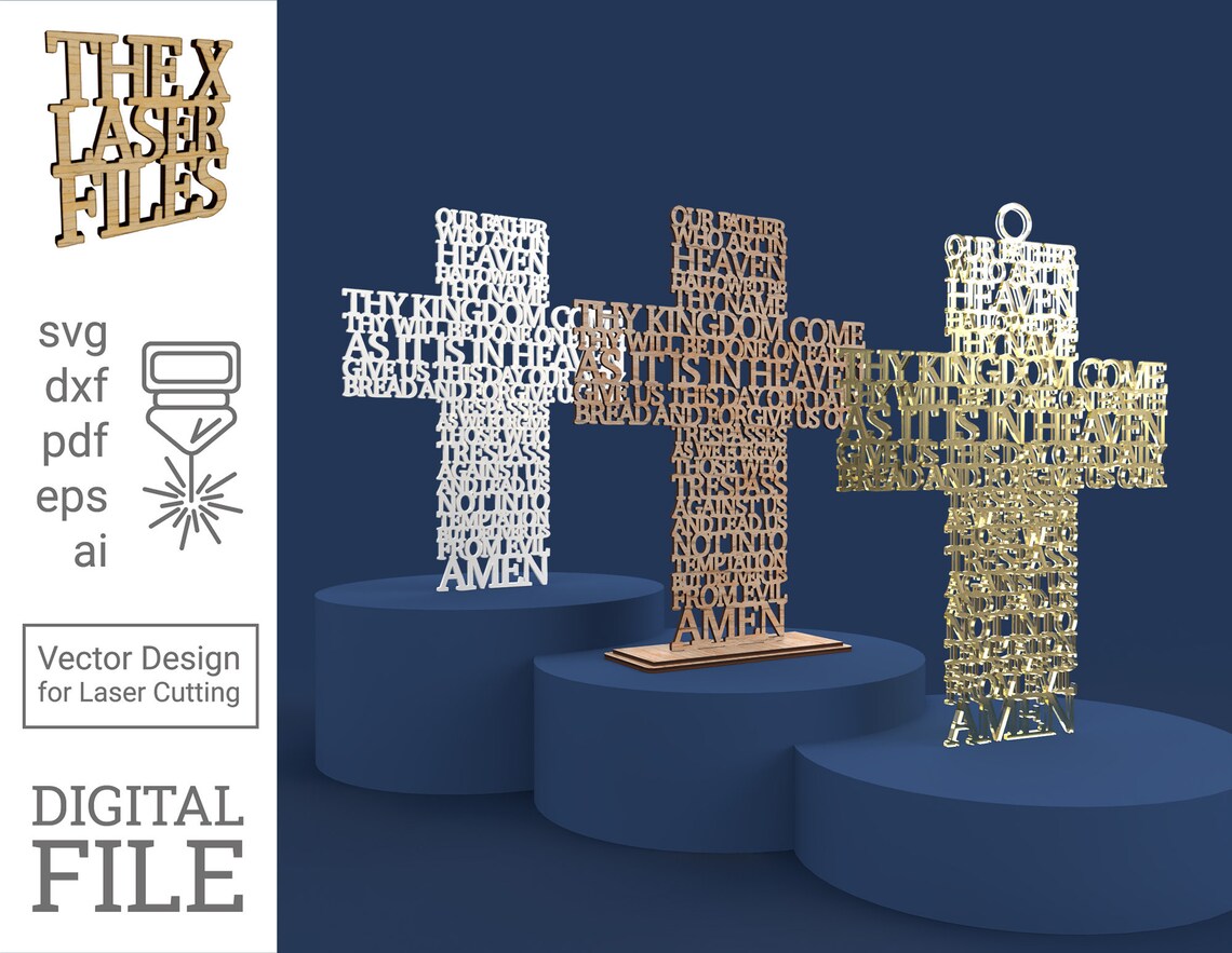 Catholic Lord's Prayer Our Father Cross Laser Cut Vector - Etsy