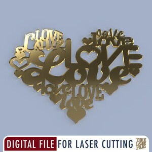 Love Valentine Hanging Heart - Laser Cut File Svg Dxf Pdf Eps DIGITAL ...