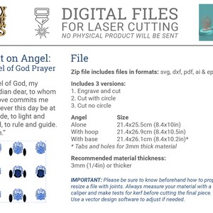 Angel of God Prayer - Laser Cut File Svg Dxf Pdf Eps Ai DIGITAL FILE - Etsy