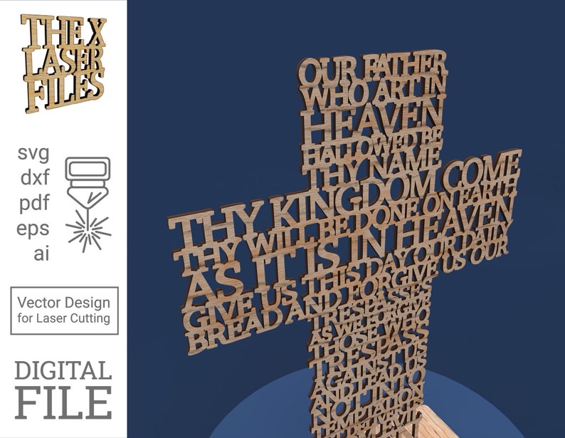 Catholic Lord's Prayer Our Father Cross Laser Cut Vector - Etsy