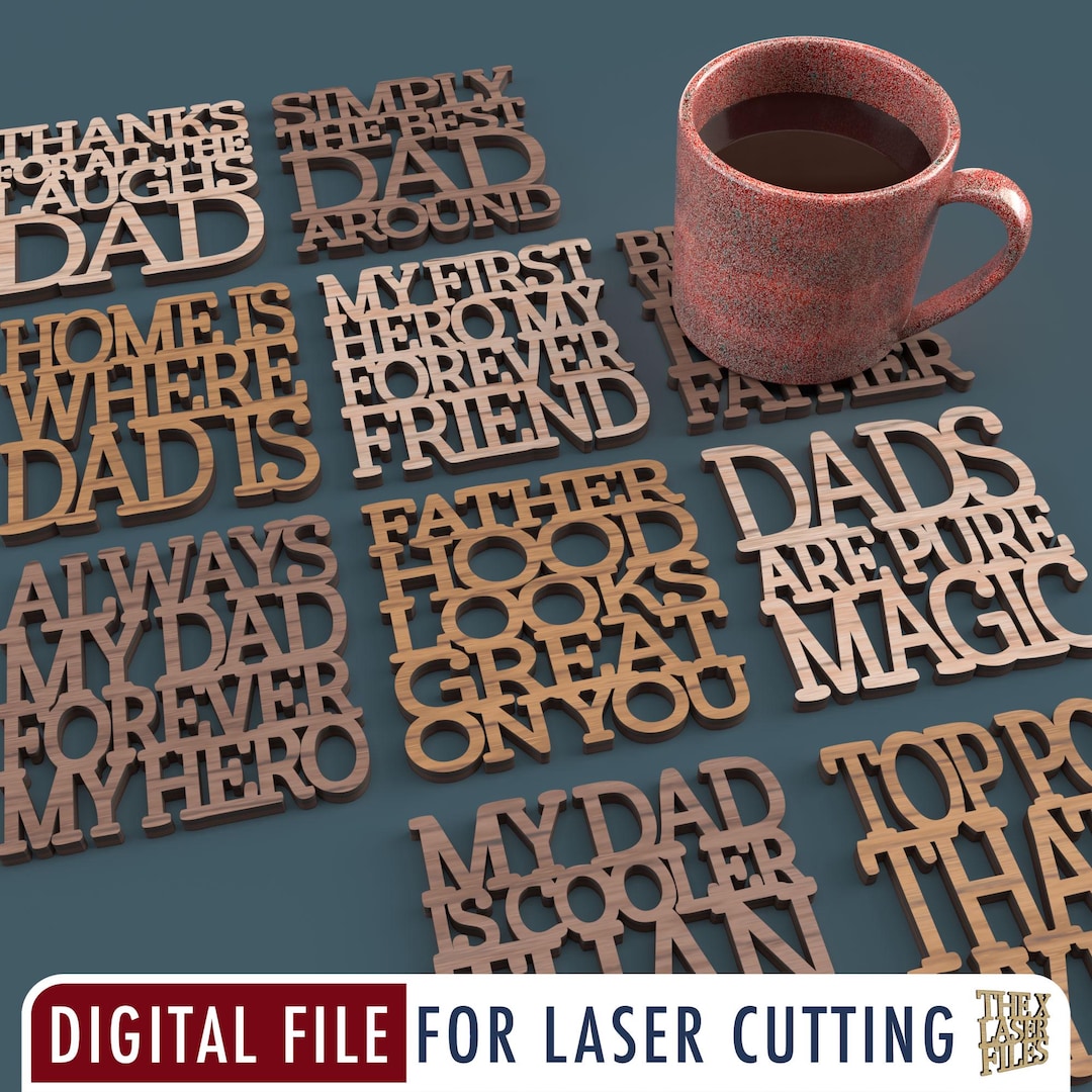 Dad Coasters 02 - Laser Cut File Svg Dxf Pdf Eps Ai DIGITAL FILE - Etsy