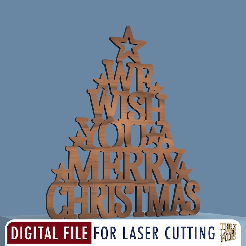 Merry Christmas Tree - Laser Cut File Svg Dxf Pdf Eps DIGITAL FILE - Etsy