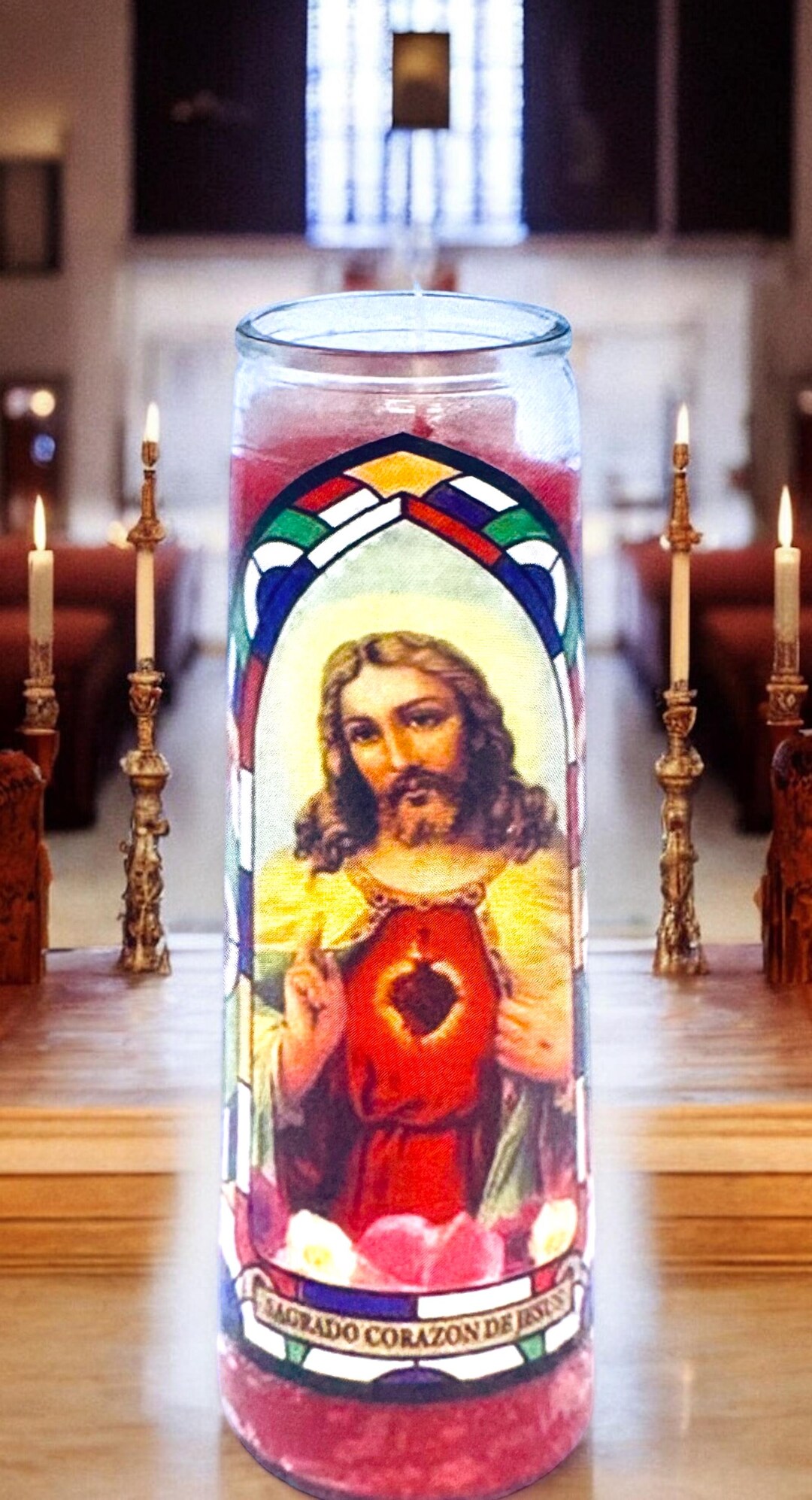 Sacred Heart of Jesus Candle - 8 Oz Paraffin Wax Devotional Candle - Etsy