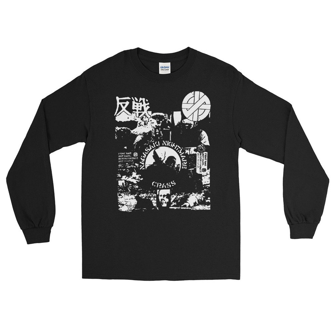 Crass Long Sleeved T Shirt Rudimentary Peni The Mob Flux Of Pink Indians Discharge Anarcho