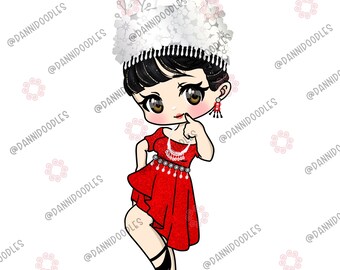 Hmong Chibi Girl, Chibi Girl 10, Chibi Girl, Hmong Design, Hmong Art ...