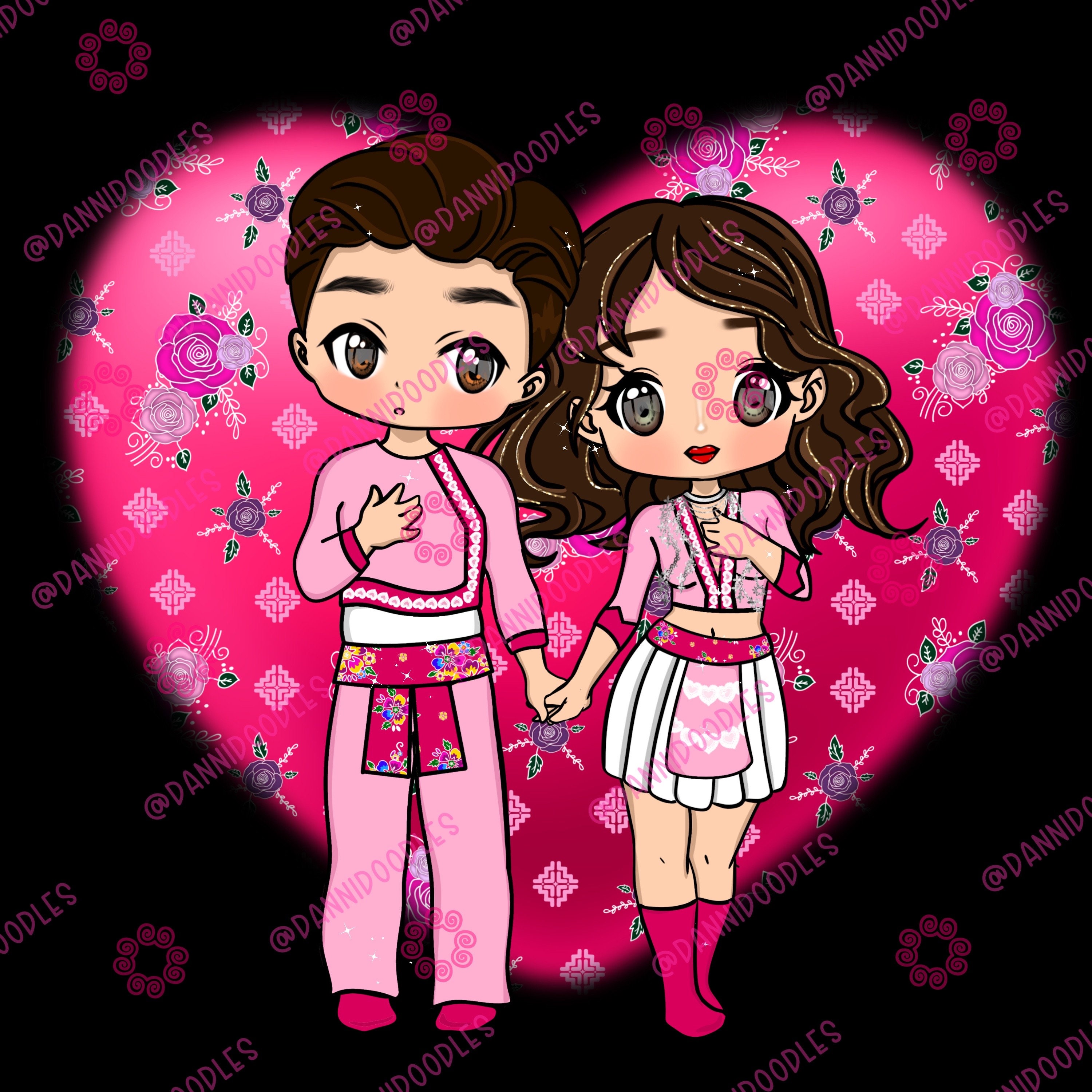 Hmong Chibi Couple, Hmong Graphic Art, Hmoob, Hmong Couple, Hmong ...
