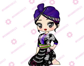 Hmong Chibi Girl, Chibi Girl 10, Chibi Girl, Hmong Design, Hmong Art ...