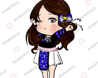 Hmong Chibi Girl, Chibi Girl 10, Chibi Girl, Hmong Design, Hmong Art ...