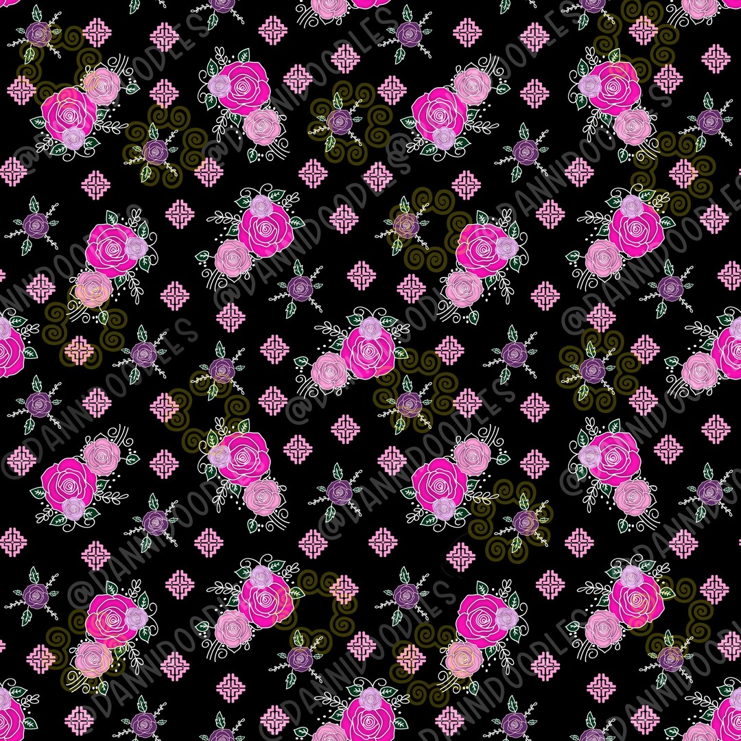 Pink Rose Hmong Pattern: Lis Loos Inspired Digital Art (JPG, PNG) - Etsy