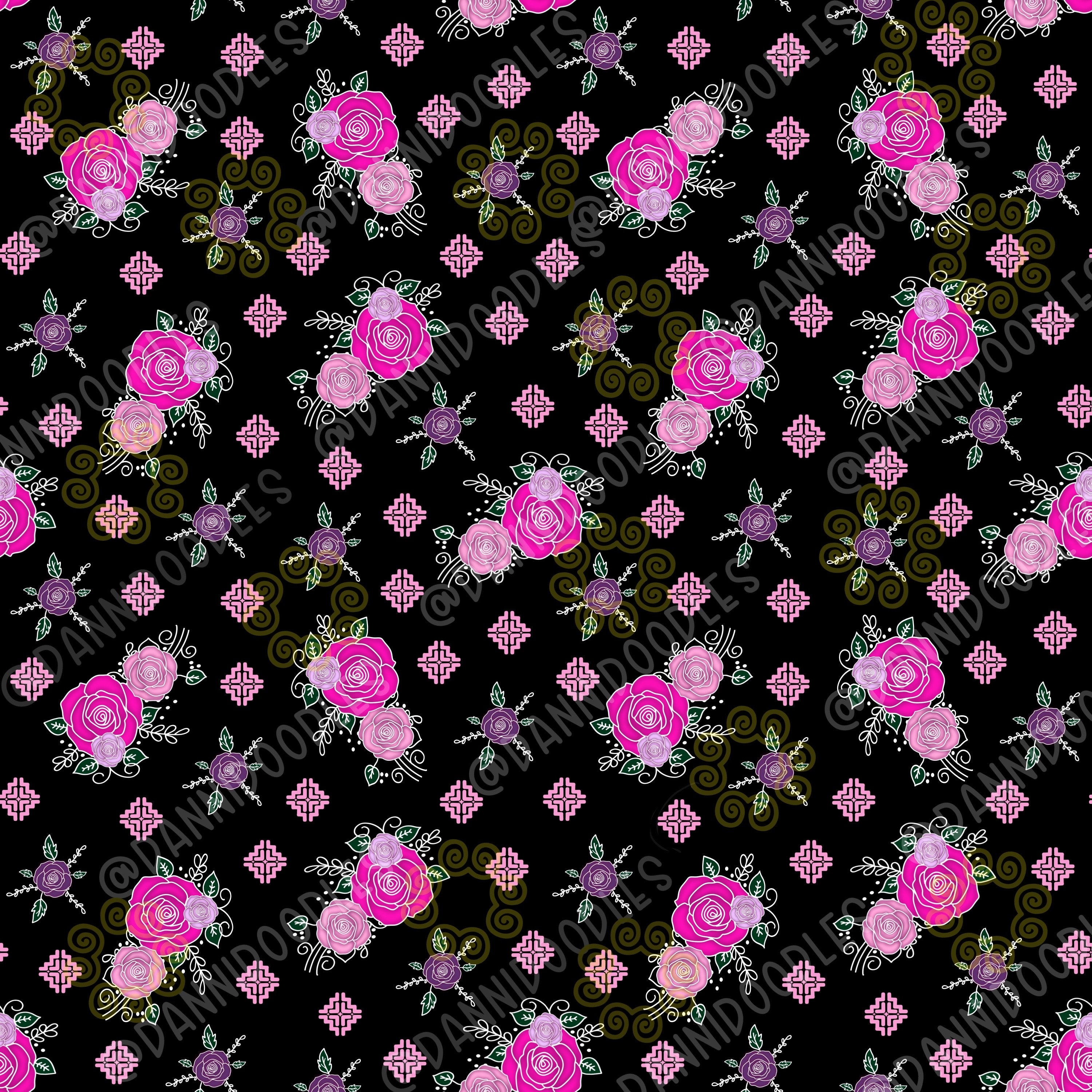 Pink Rose Hmong Pattern: Lis Loos Inspired Digital Art (JPG, PNG) - Etsy