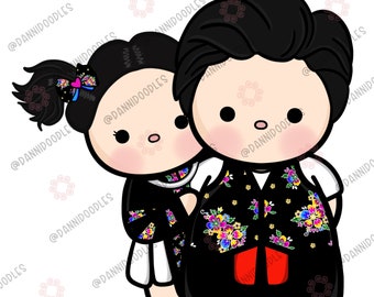 Hmong Couple Cartoon Art, Doodle Graphic (digital Download) - Etsy