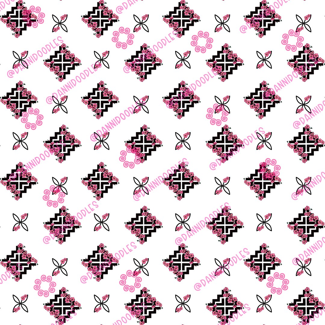 Cherry Blossom Hmong Pattern: Lis Loos Digital Art (JPG, PNG) - Etsy