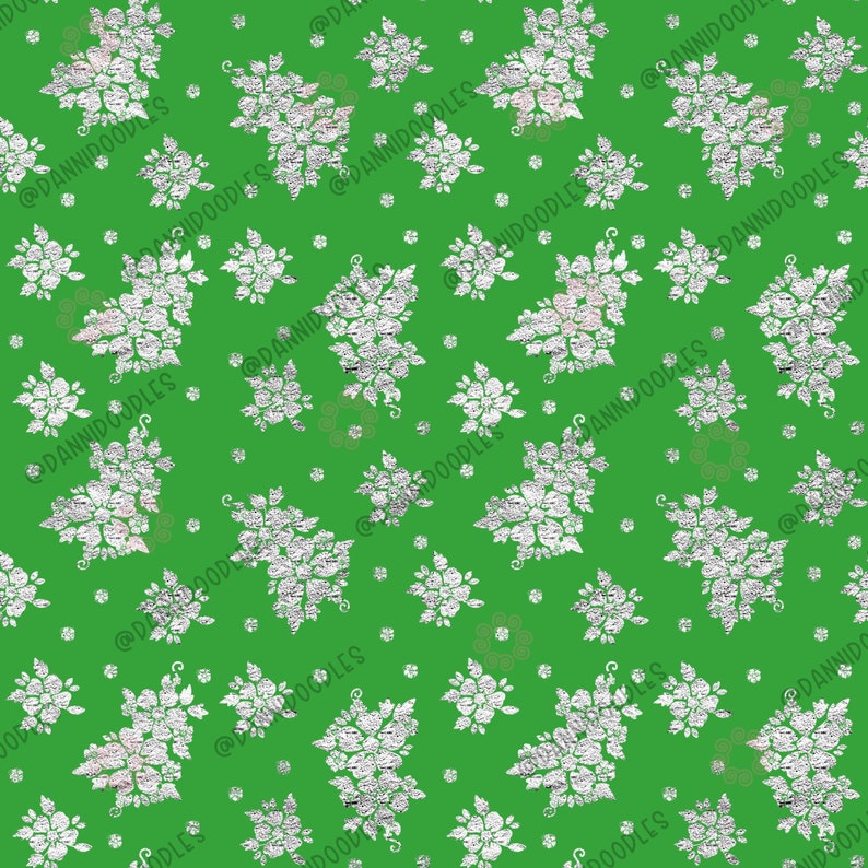 Colored Pattern, Green Silver Foil Flower Hmong Hlab Pattern, Hmong ...