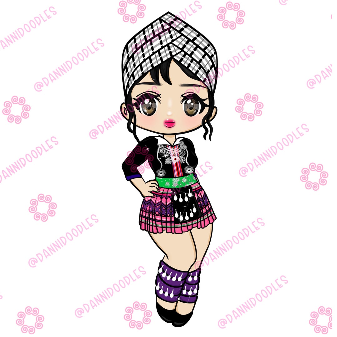 Hmong Chibi Girl Art: Crafting Doodle (digital Download) - Etsy