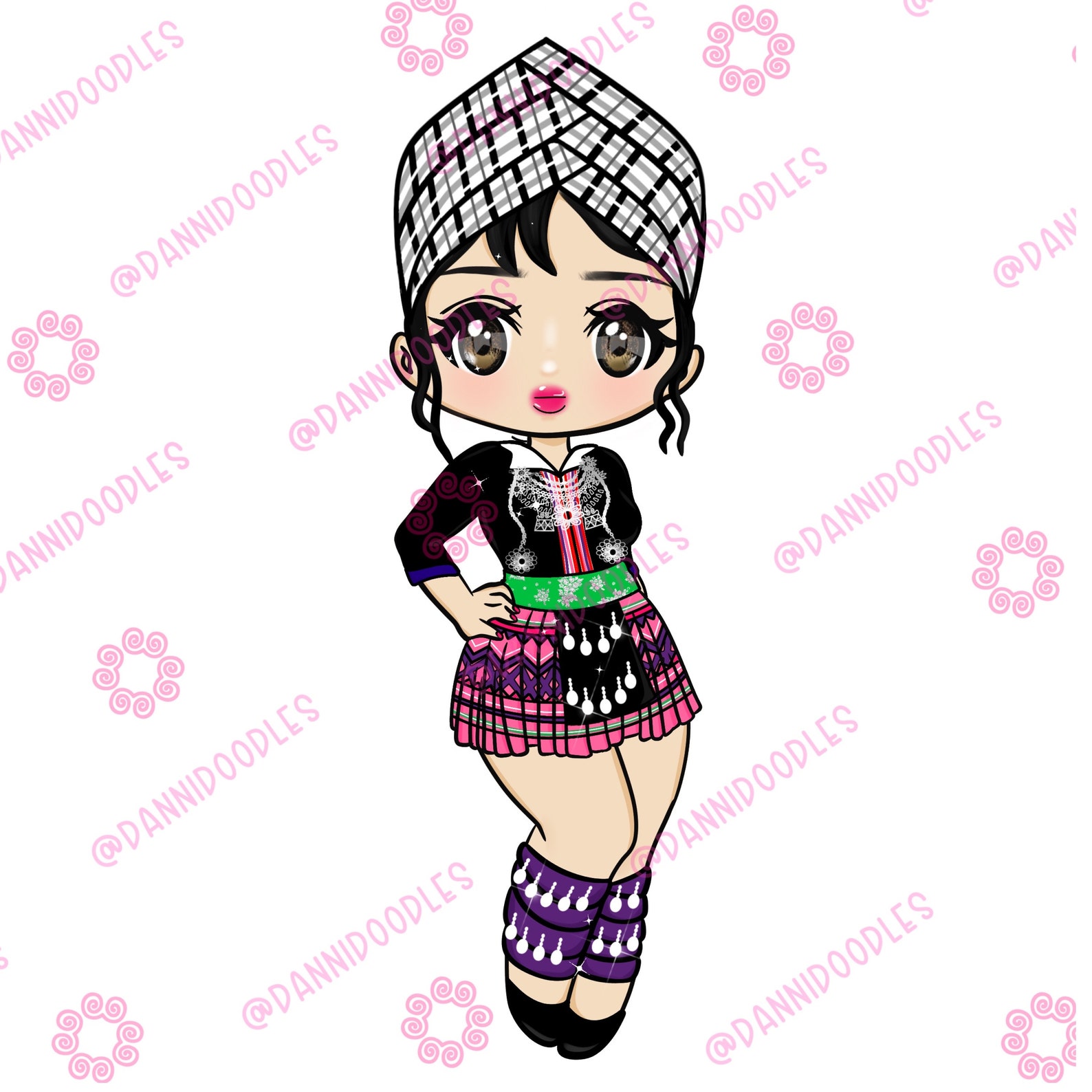 Hmong Chibi Girl Art: Crafting Doodle (digital Download) - Etsy