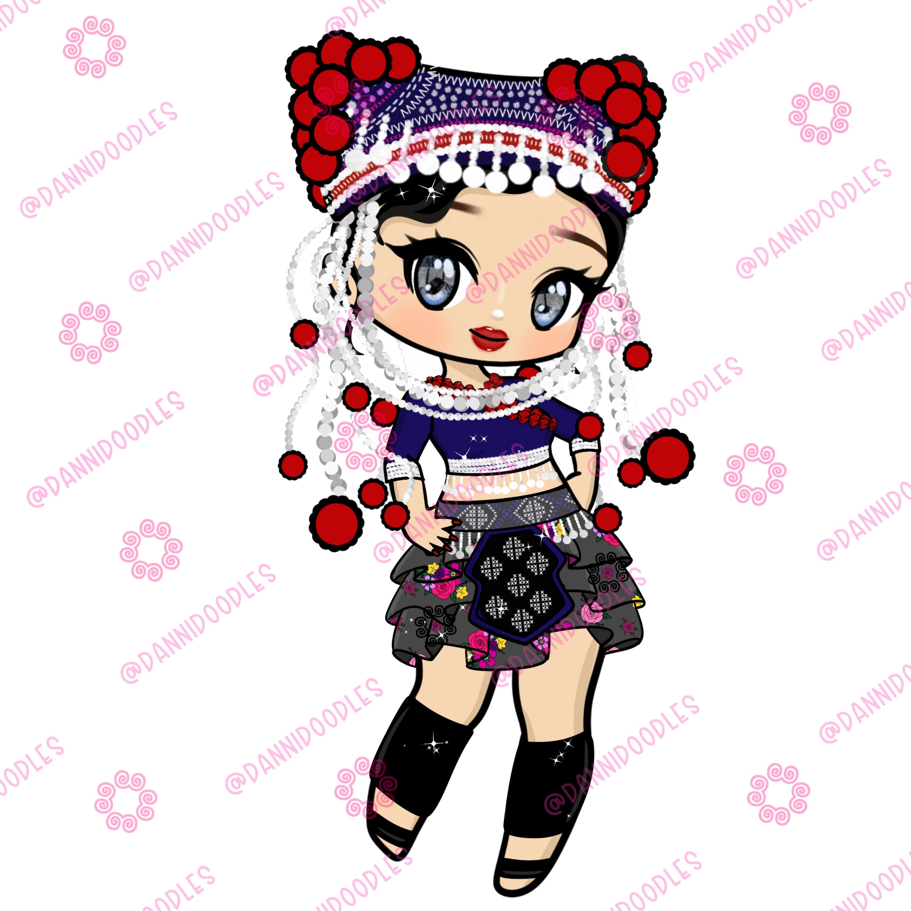 Hmong Chibi Girl Group: Doodle Art Bundle (digital Download) - Etsy