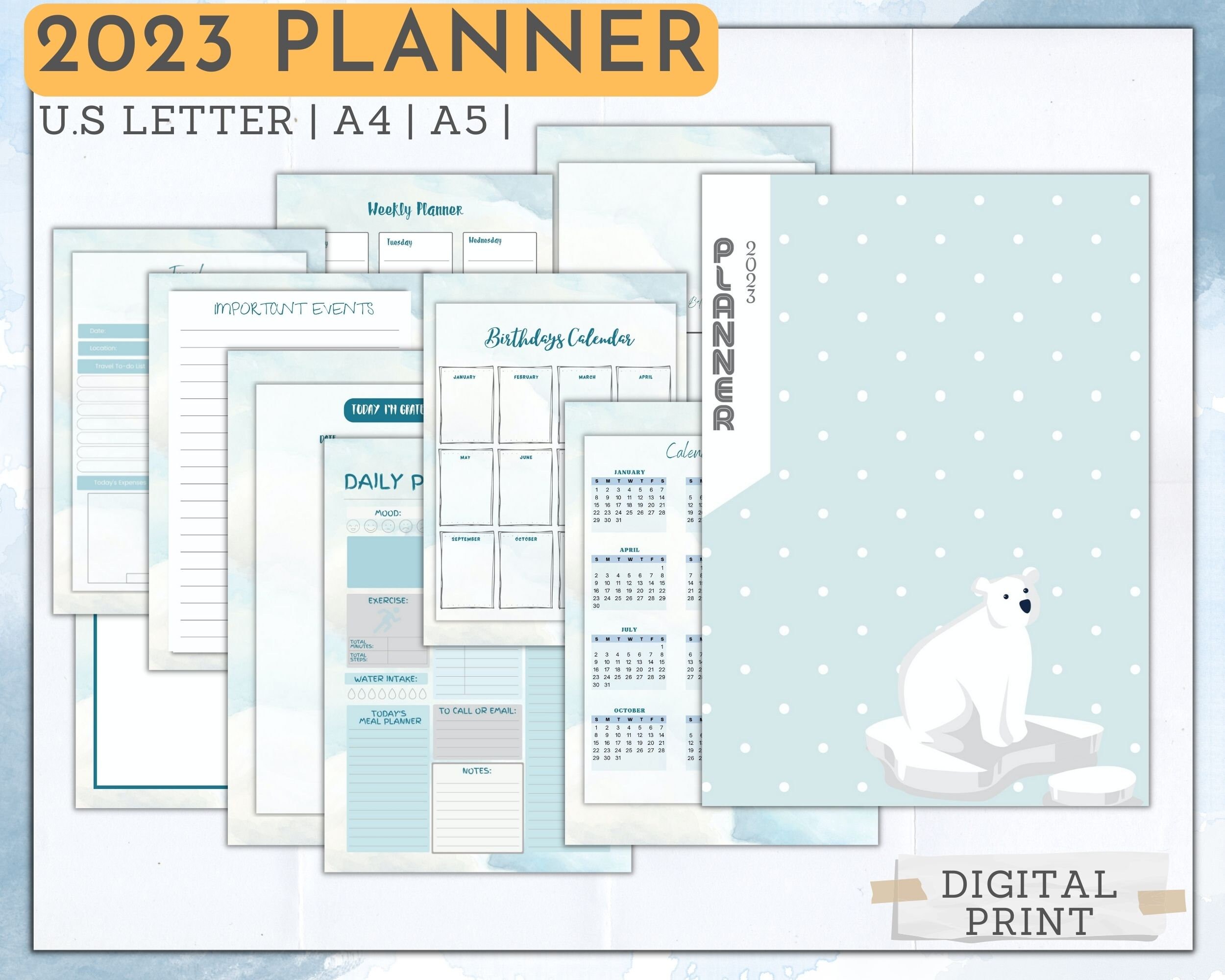 2023 Planner, Digital Planner, Printable 2023 Planner, 2023 Calendar ...