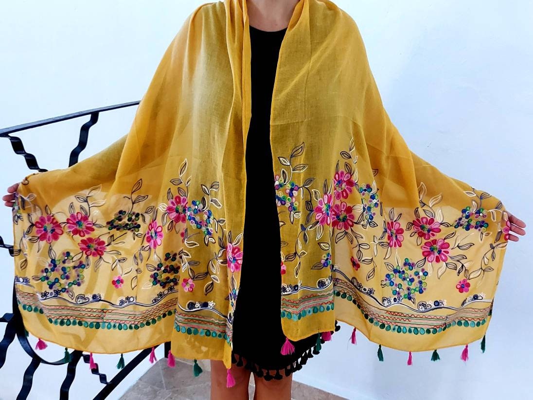 Mexican woven rebozo scarf / Traditional floral rebozo / | Etsy