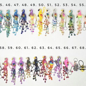 Glass Bead Bird Keychain / Mexican Parrot Keychains / Hummingbird ...