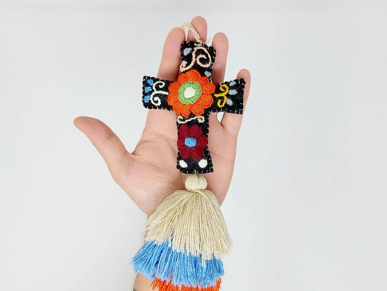 Embroidered Felt Cross / Embroidered Crosses in Bright Colors - Etsy