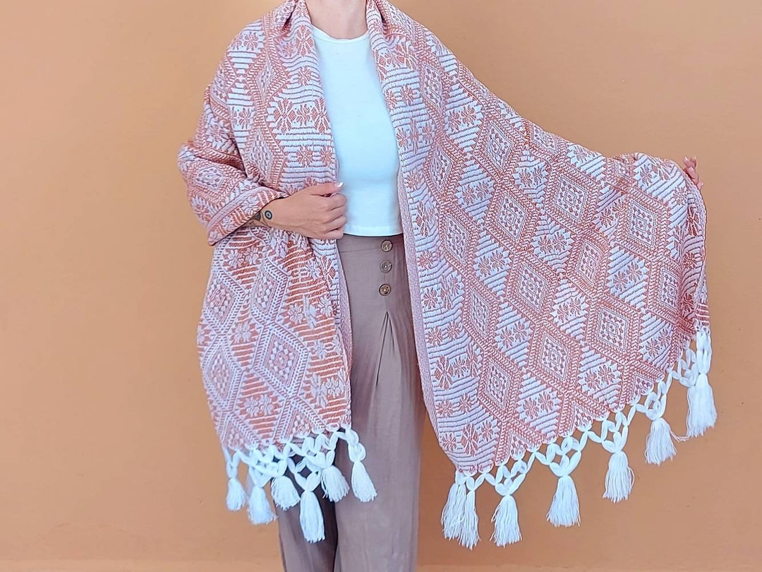 Woven Cotton Rebozo Scarf: Traditional Mayan Geometric Shawl - Etsy