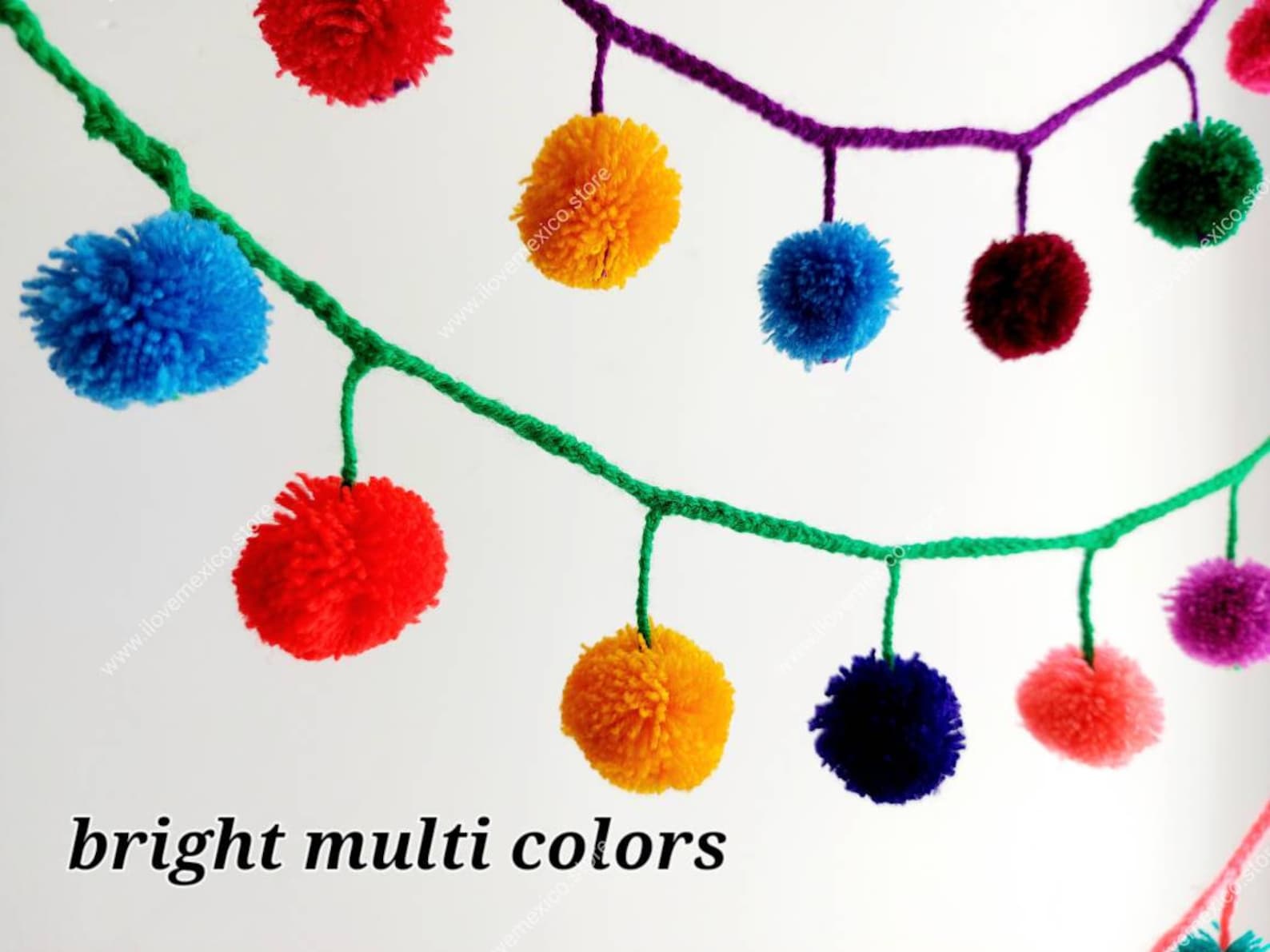 Mexican Christmas Tree Garland / Multi Color Pompom Garland / - Etsy