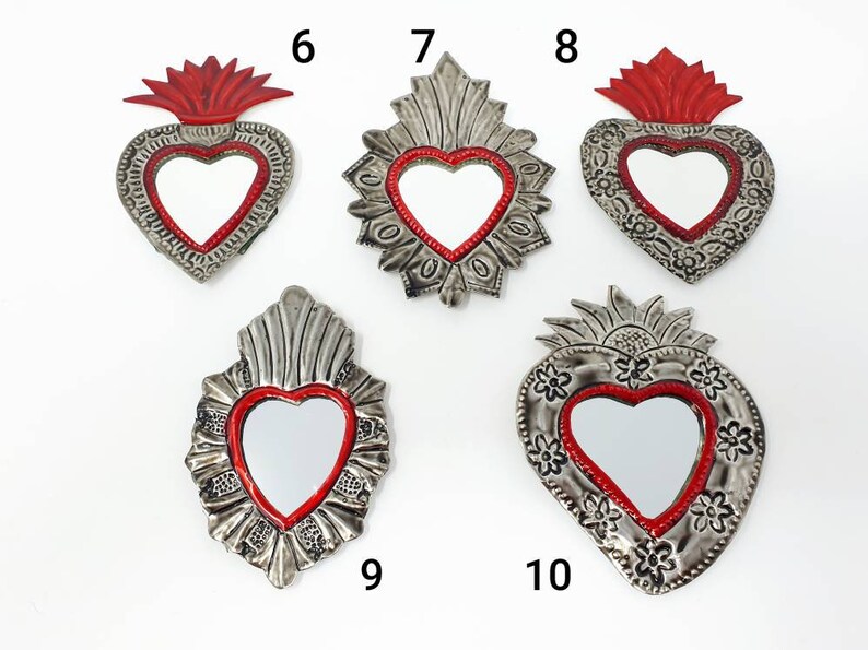 Sacred heart wall decoration with mirror / milagro heart / | Etsy