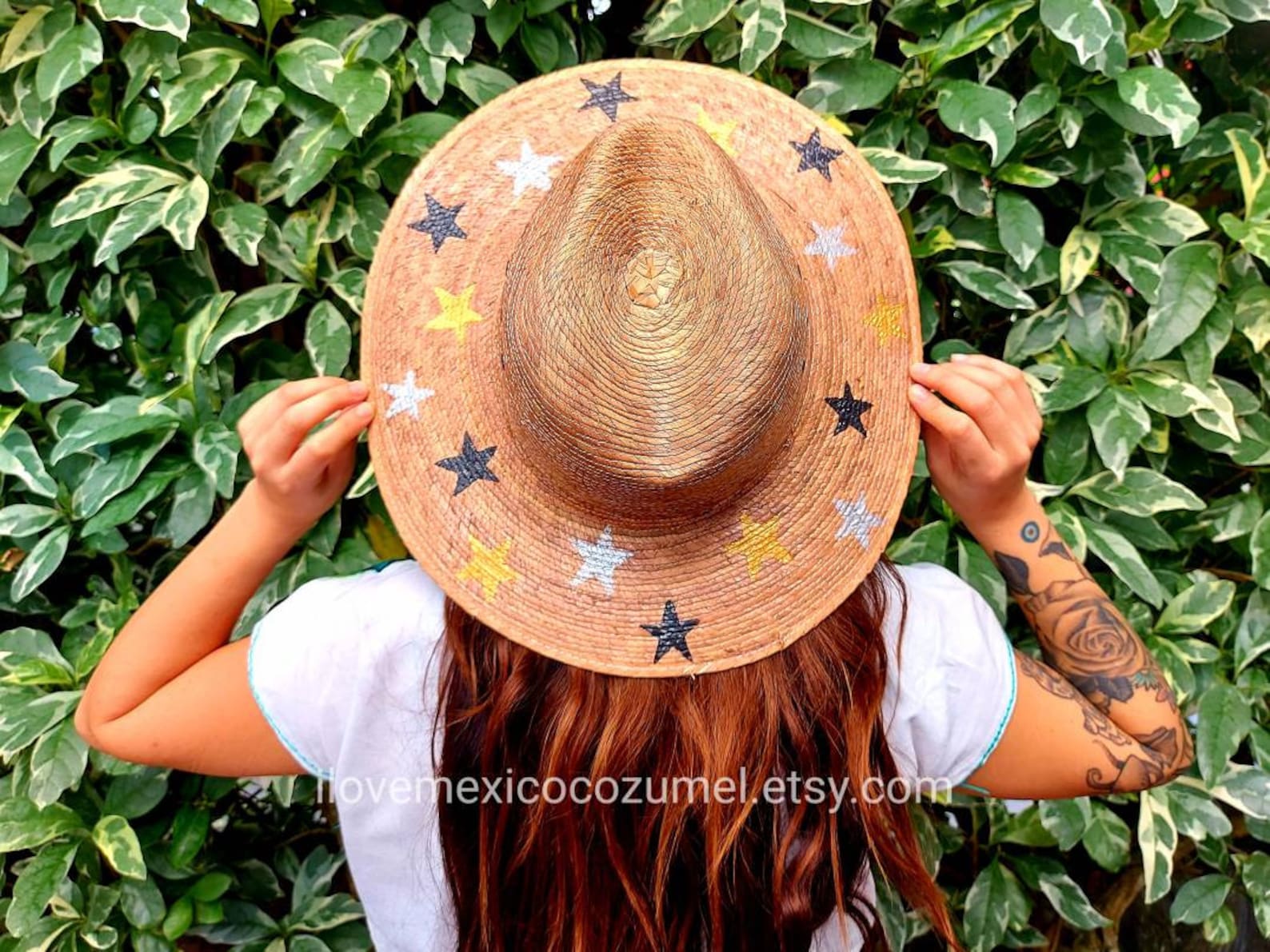 Hand Painted Hat With Stars / Straw Hat With Star Decor - Etsy