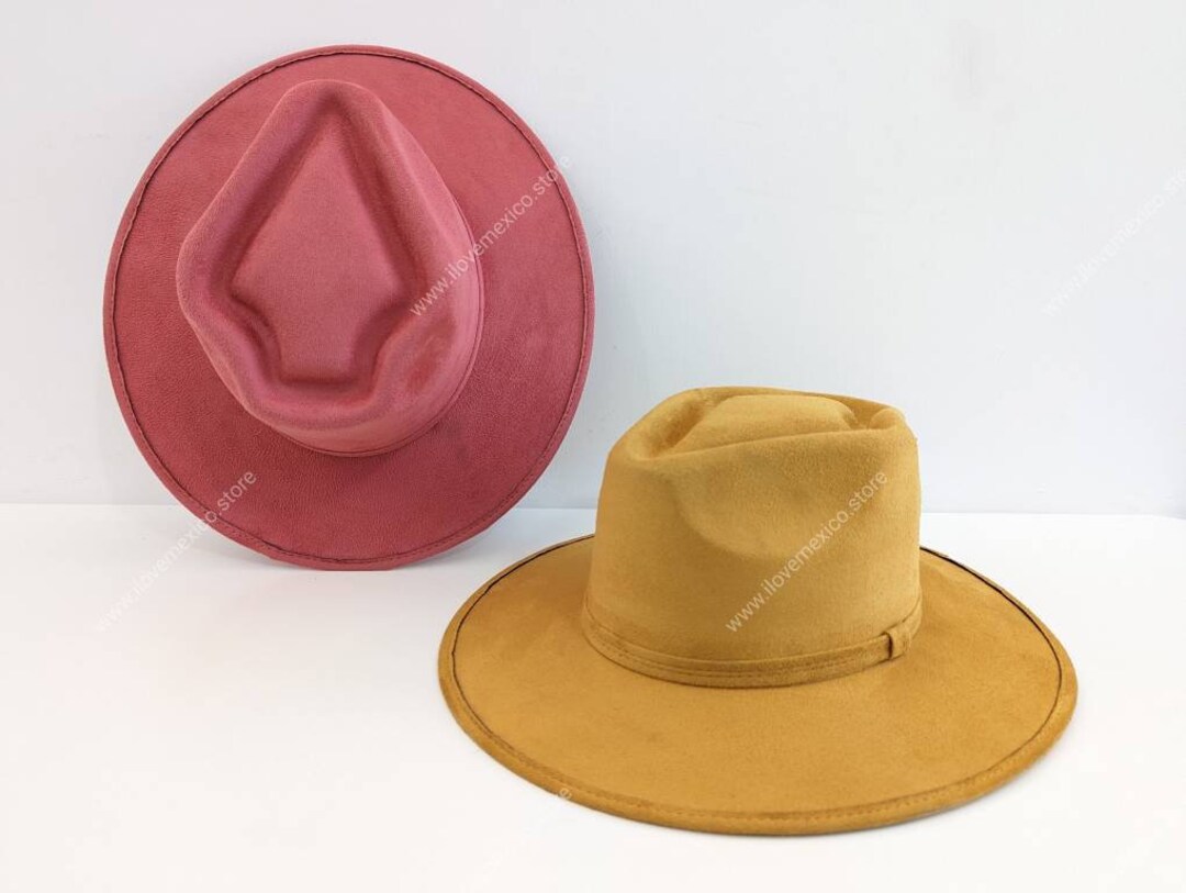 Suede Fedora Hat With Arrow Head Shaped Crown From Mexico - Etsy