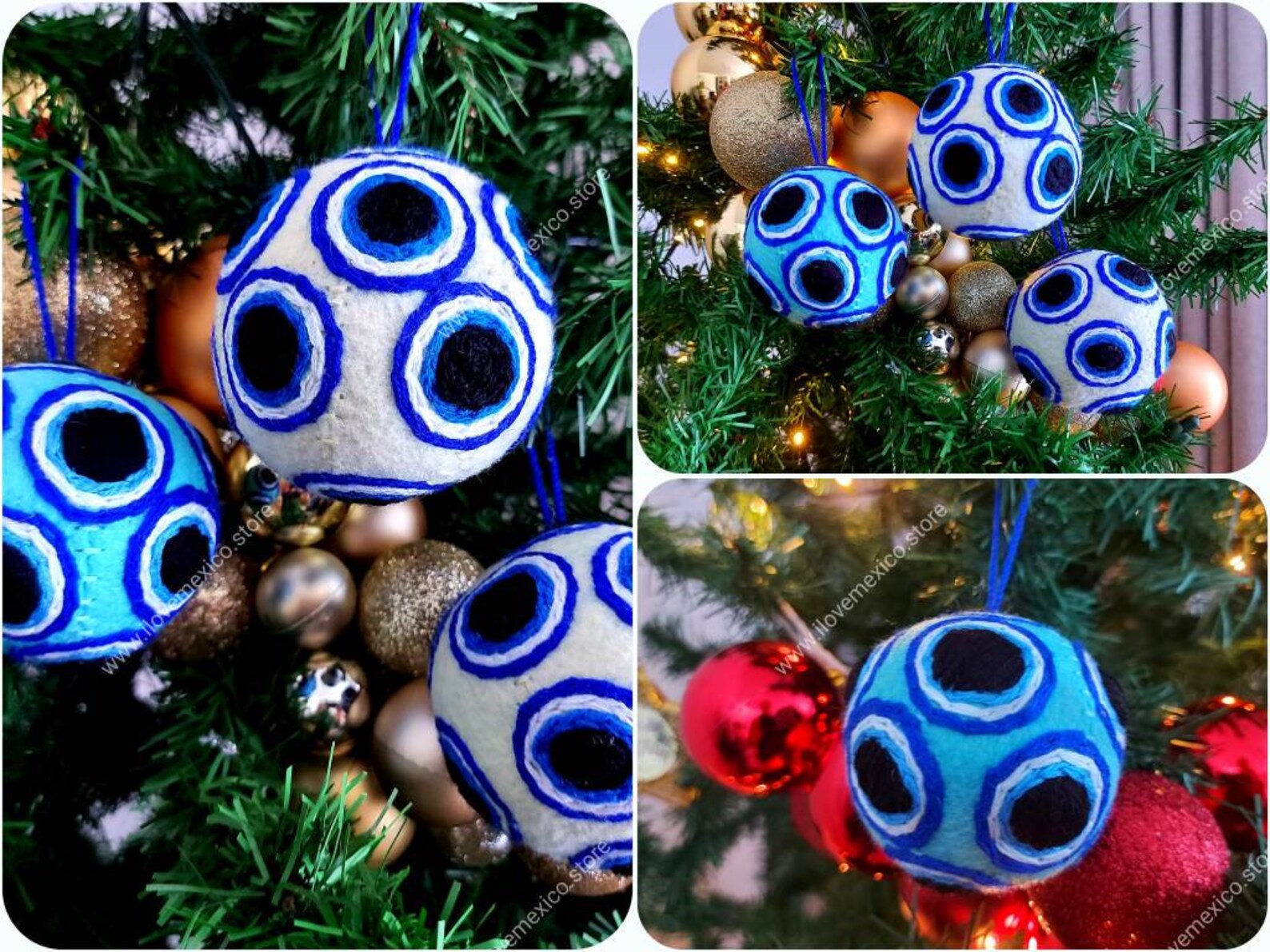 Evil Eye Christmas Tree Ornament Set / Hand Made Christmas - Etsy