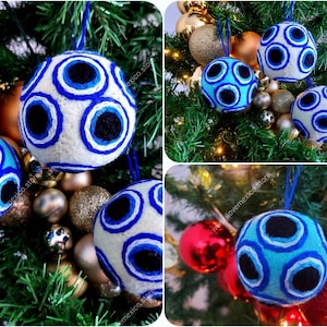 Evil Eye Christmas Tree Ornament Set / Hand Made Christmas Spheres ...
