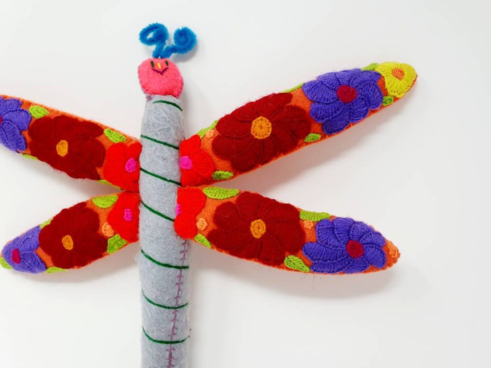 Large Embroidered Wool Dragonfly Toy - Etsy