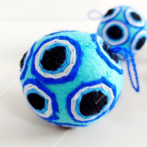 Evil Eye Christmas Tree Ornament Set / Hand Made Christmas Spheres ...