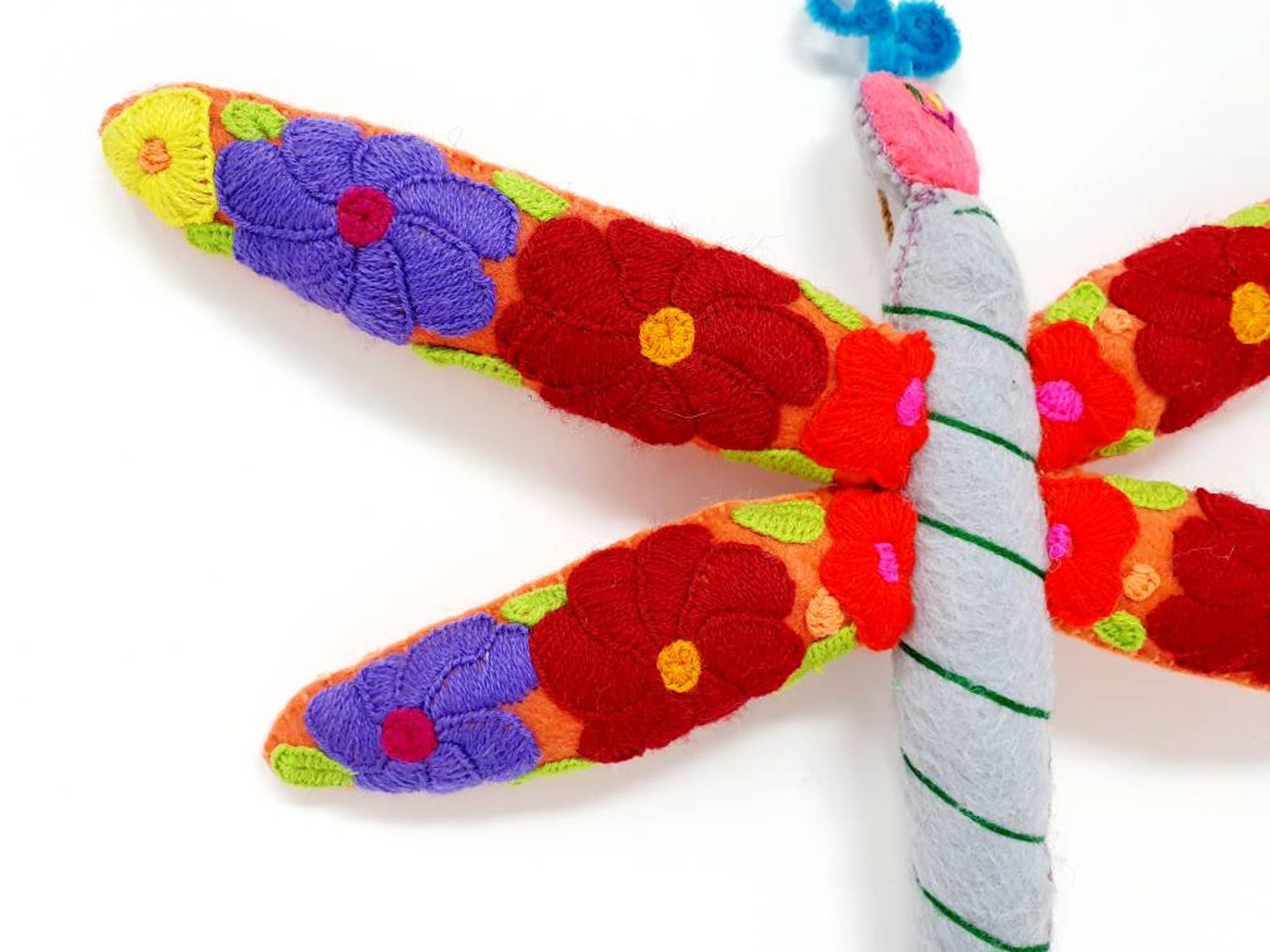 Large Embroidered Wool Dragonfly Toy - Etsy