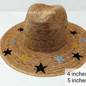 Hand Painted Hat With Stars / Straw Hat With Star Decor - Etsy