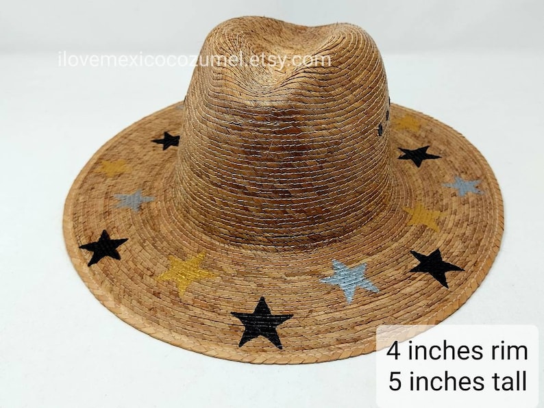 Hand Painted Hat With Stars / Straw Hat With Star Decor | Etsy
