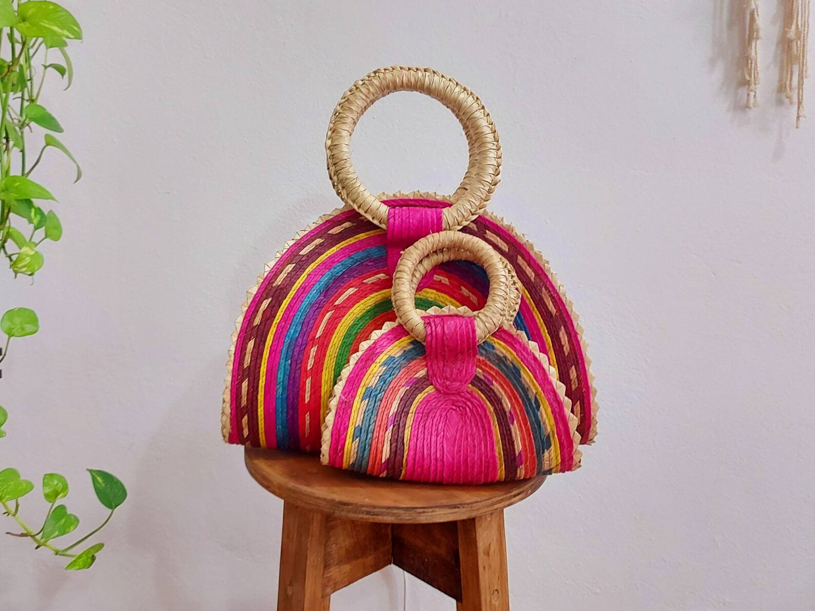 Colorful Straw Bag / Handmade Market Straw Bag / Mexican | Etsy