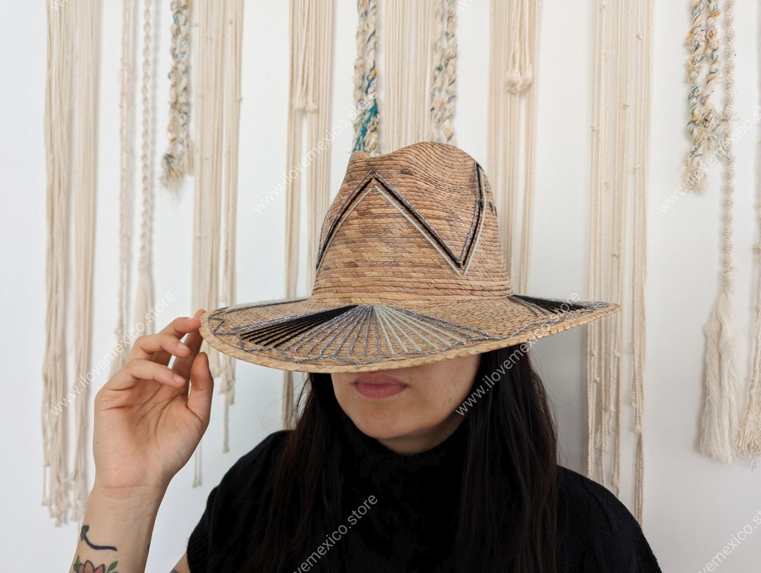 Mexican Straw Hat With Embroidered Decoration - Etsy