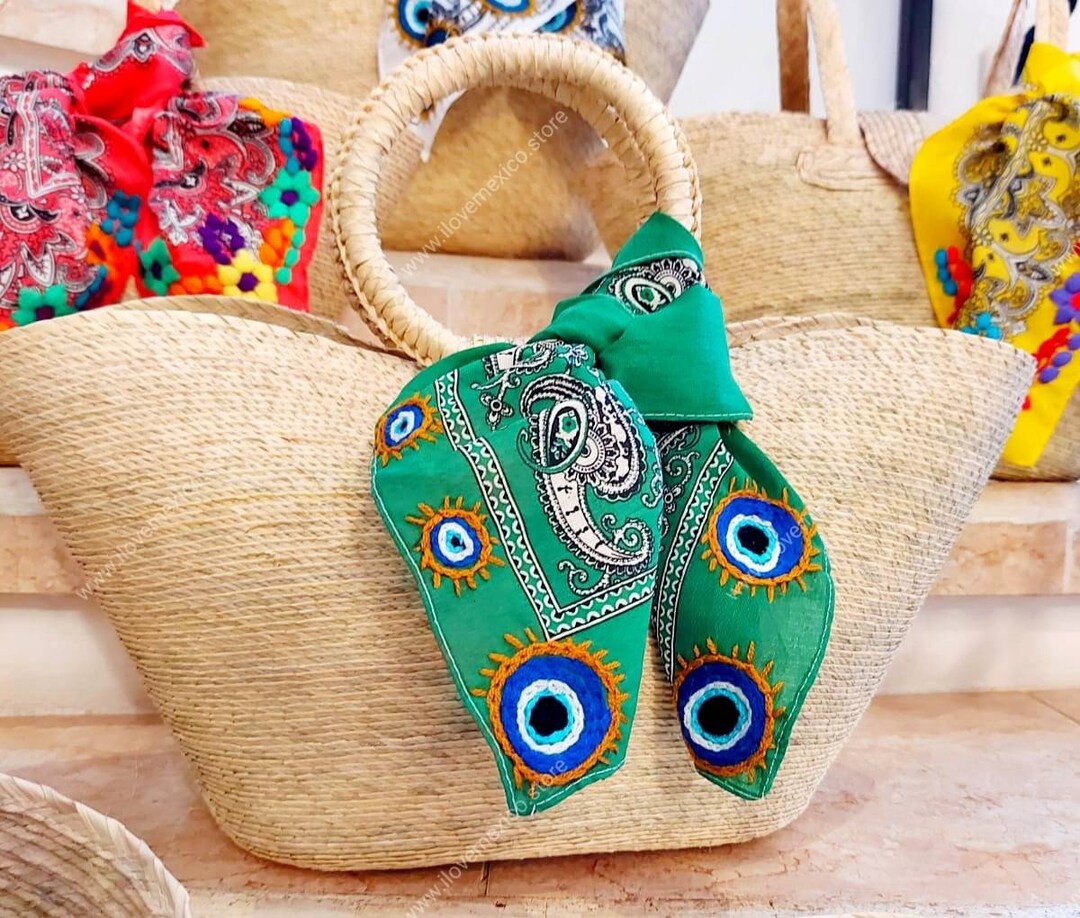 Evil Eye Bandana / Evil Eye Shawl / Mexican Bandana / Embroidered ...