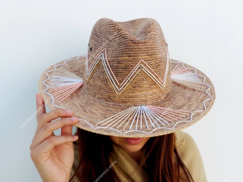 Mexican Straw Hat With Embroidered Decoration - Etsy