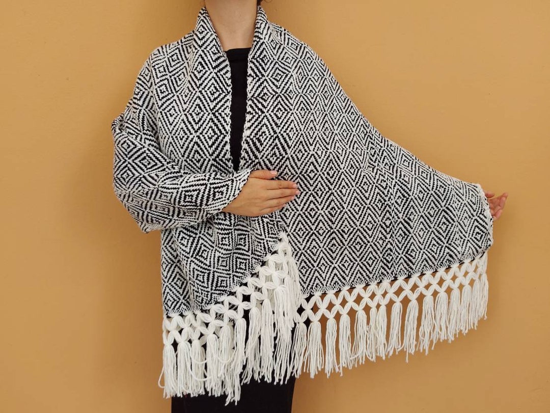 100 % Cotton Woven Rebozo Scarf / Traditional Mayan Rebozo / Mexican ...