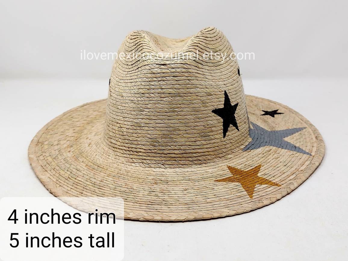 Hand Painted Hat With Stars / Straw Hat With Star Decor | Etsy