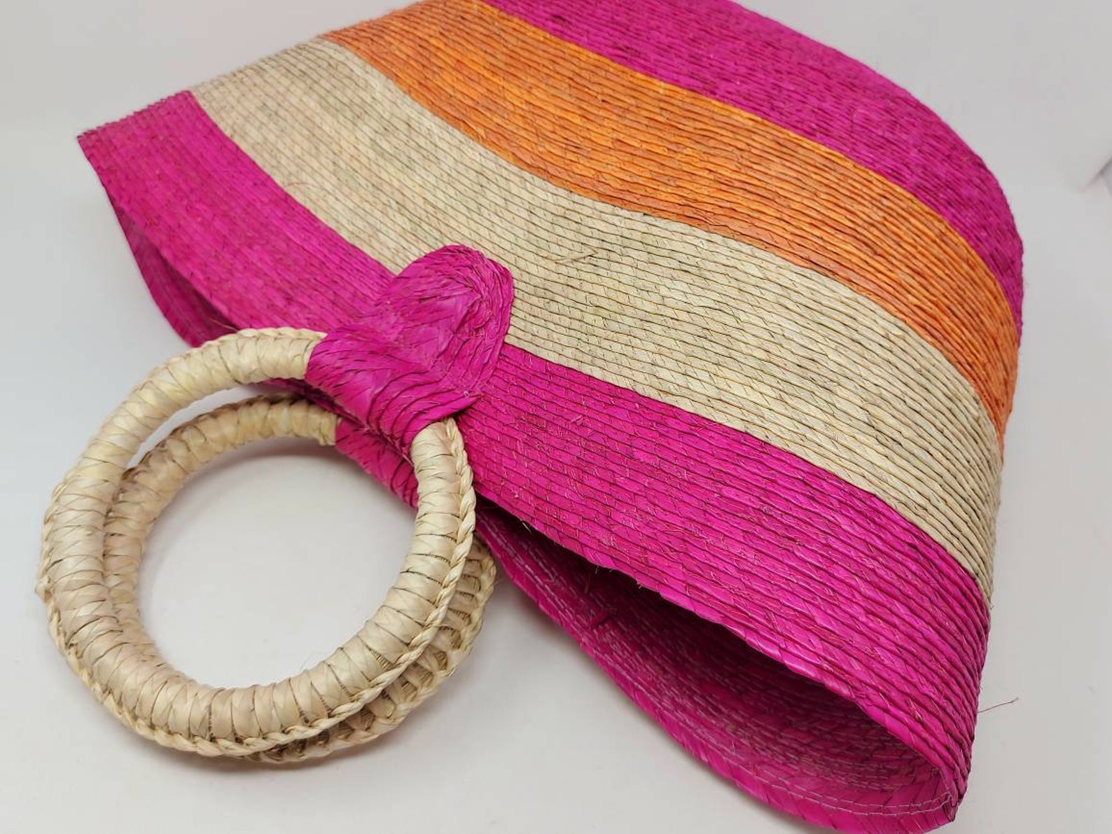 Multi Color Boho Straw Bag / Handmade Market Straw Bag / - Etsy