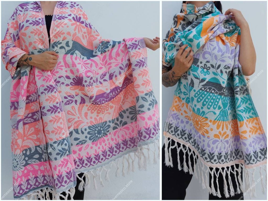 Woven Cotton Rebozo Scarf / Traditional Large Mexican Rebozo / Mexican ...