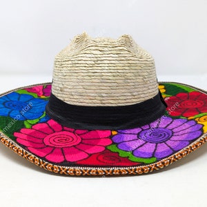 Mexican Straw Hat With Embroidered Brim - Etsy