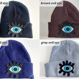 Evil Eye Cuffed Beanie / Patch Beanie / Embroidered Winter Hat - Etsy