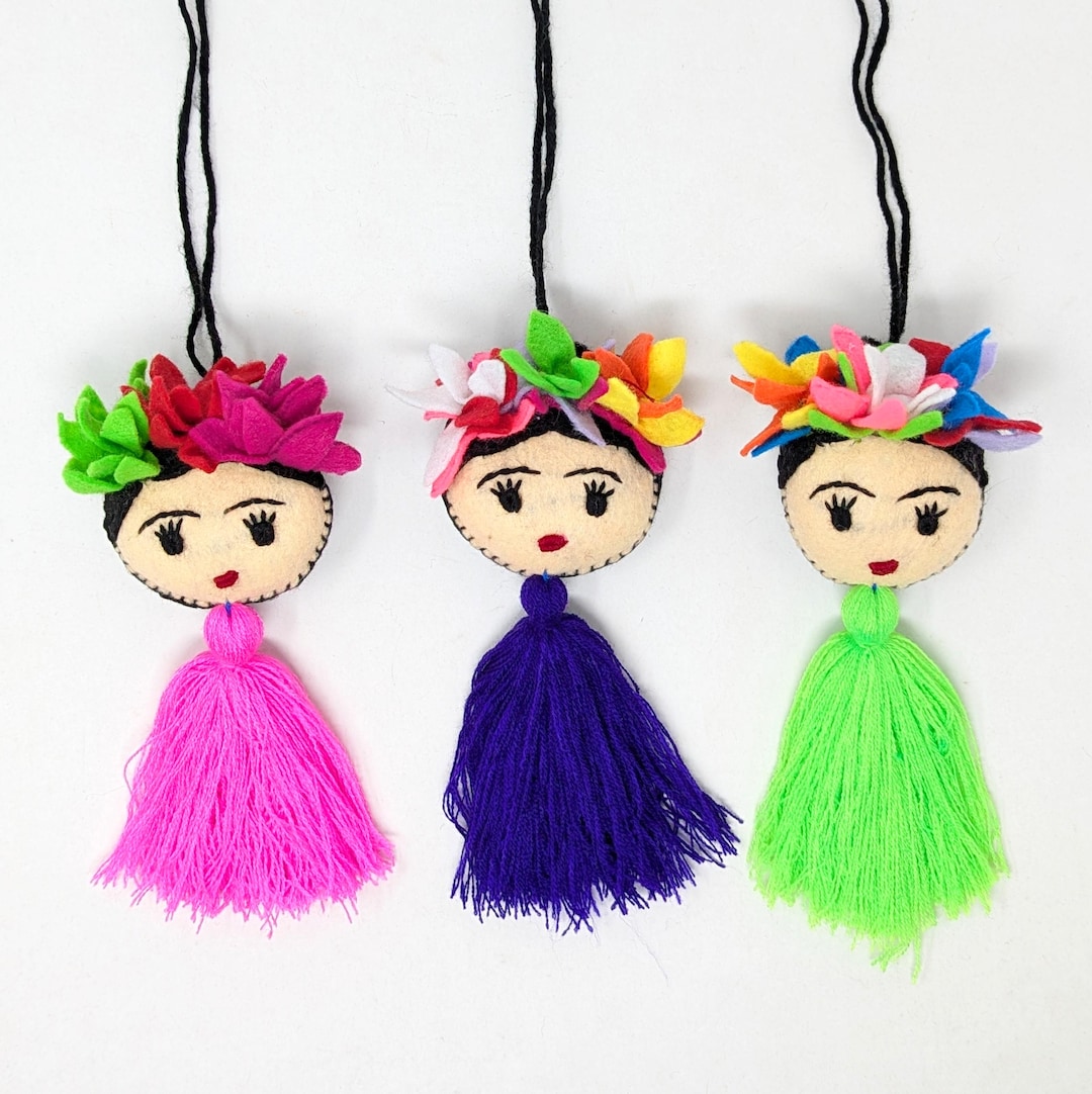 Embroidered Frida Kahlo Tassel Charm: Handmade Mexican Ornament - Etsy